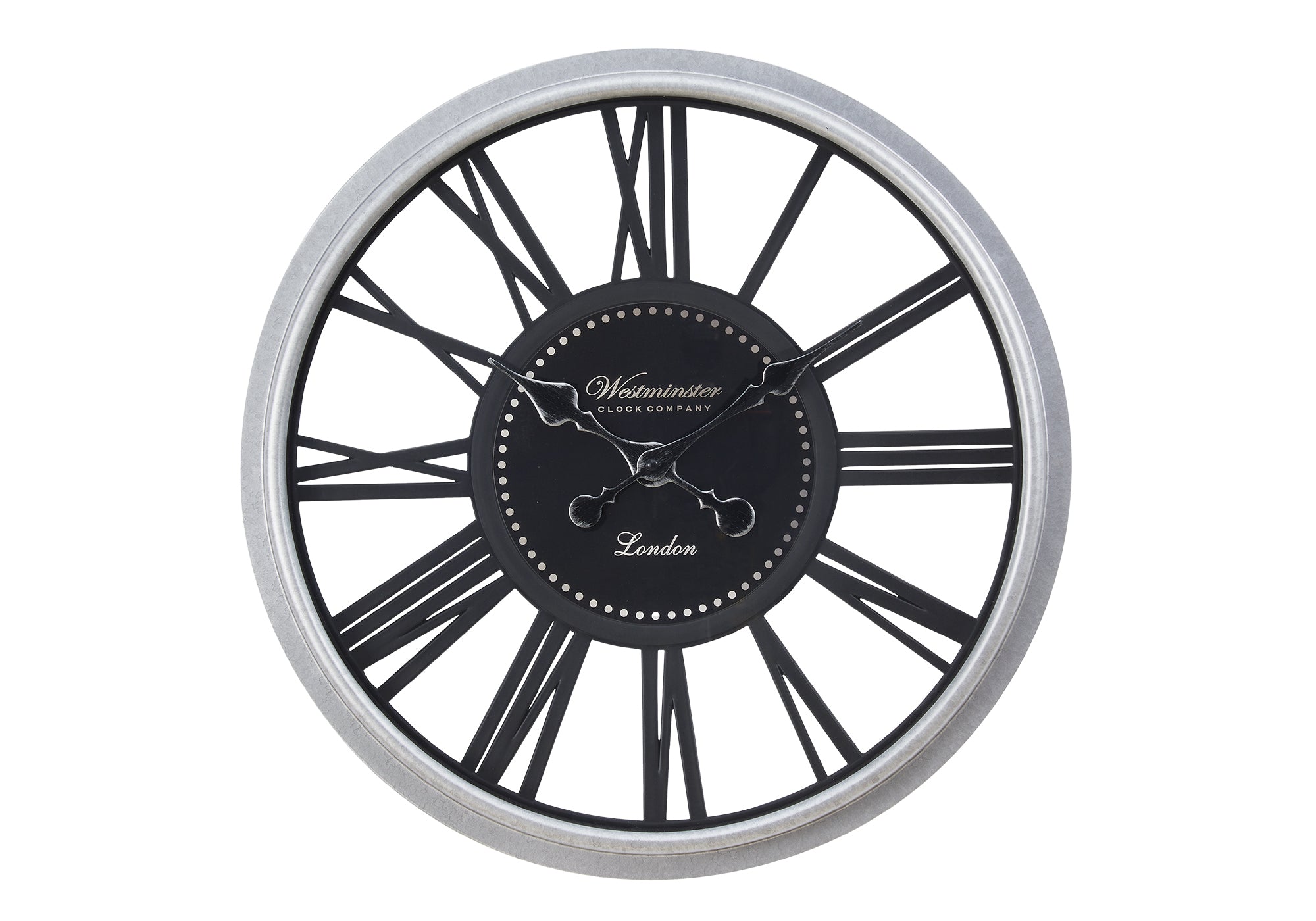 MN-409056 Clocks, 20" Round, Wall Clock, Black, Silver, Transitional ...