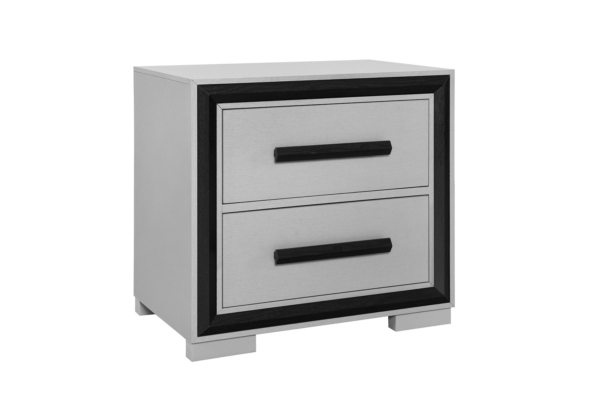 "AMELIA BLACK" Night Table, Sleek Silver, Black Accent Trim ...